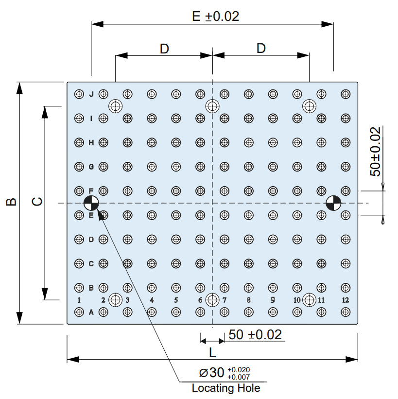 BU40120 – Baseplate with grid holes – Unitech Workholding Systems